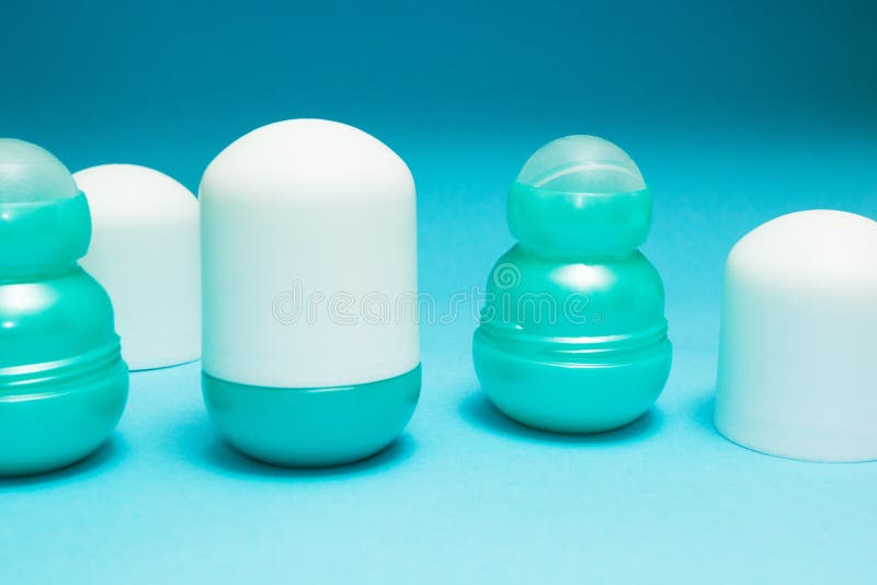 Open Deodorant Roll on Blue Background, Space for Text or Label Stock ...