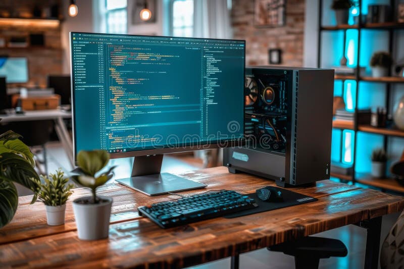 An Open Desktop Computer with the Screen Displaying Two Hands Holding ...