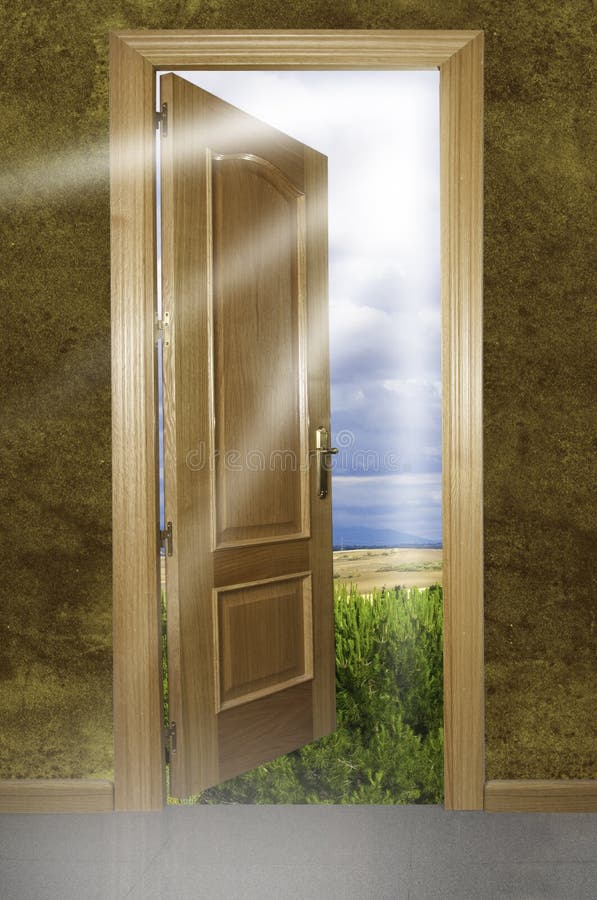 Open deur aan aard stock illustratie. Illustration of hoop - 15310198