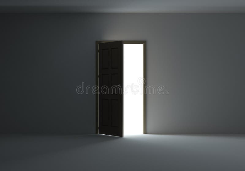 Open deur met fel licht stock foto. Image of invoeren - 85683556