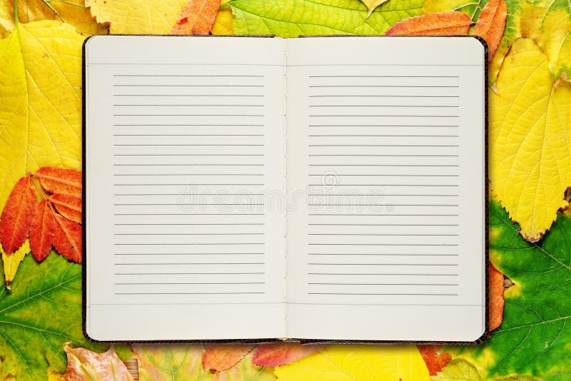 Open Diary on Autumn Leaves Stock Photo - Image of empty, fall: 60306272