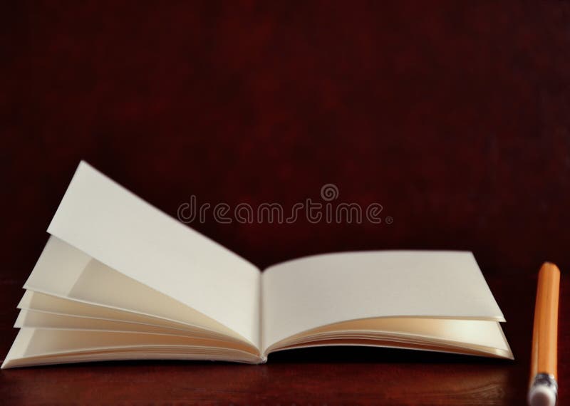 Open Diary Book and Pencil on Brown Vintage Background Stock Photo ...