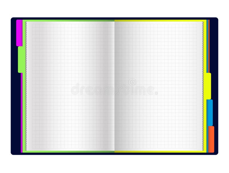 Open Diary with Color Bookmarks Stock Vector - Illustration of square ...
