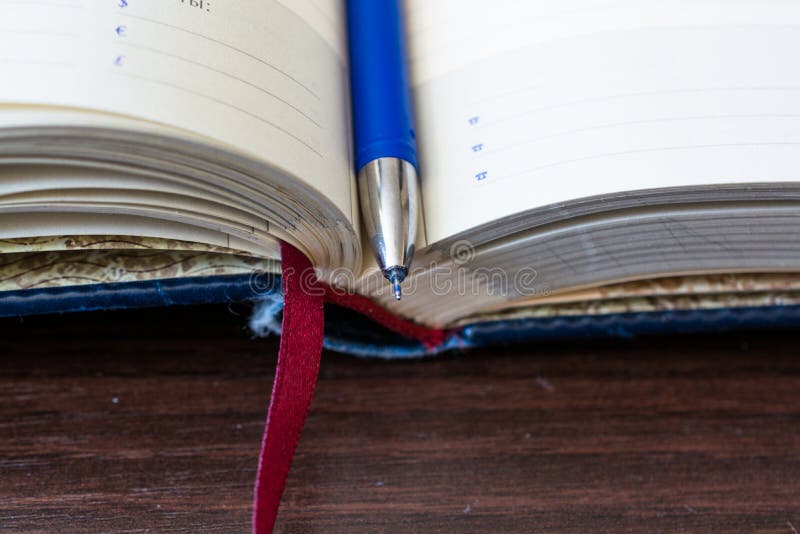 Open Diary Notebook With Bookmark. Stock Image - Image of note, cover ...