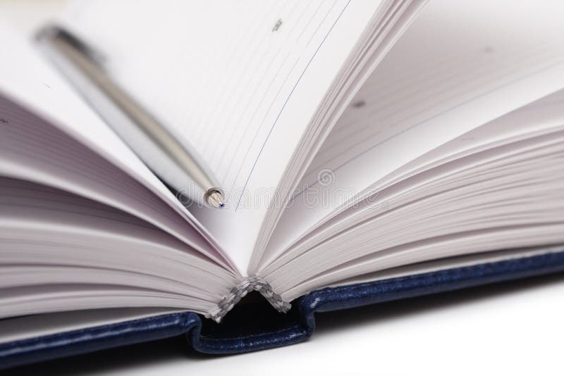 Open diary with pen. stock image. Image of accessories - 8035891