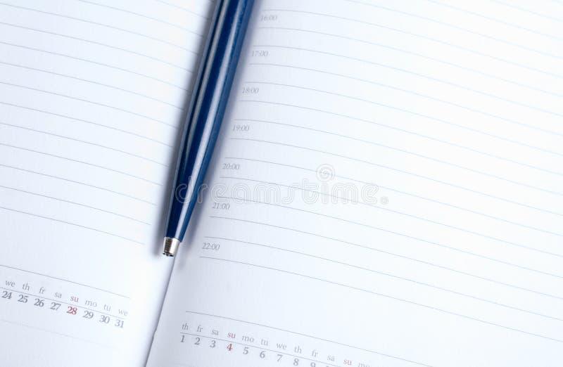 Open Diary with a Pen. Close-up Stock Photo - Image of notebook ...