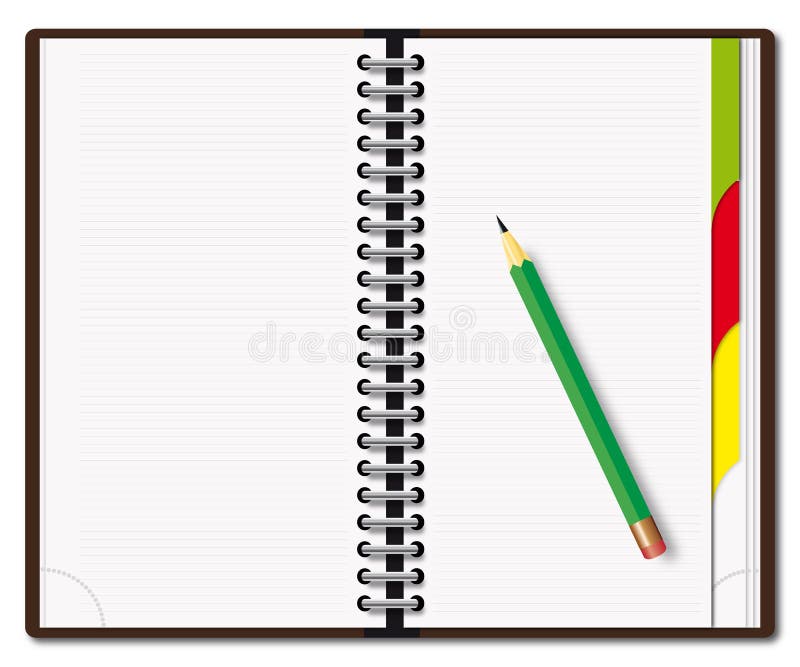 Open diary with a pencil stock vector. Illustration of office - 13229580