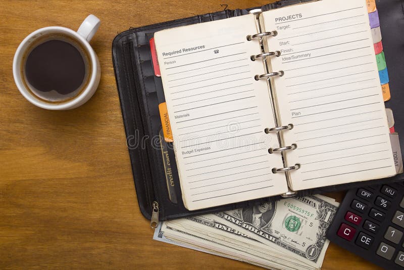 Open diary on wooden table stock photo. Image of handbook - 66754196