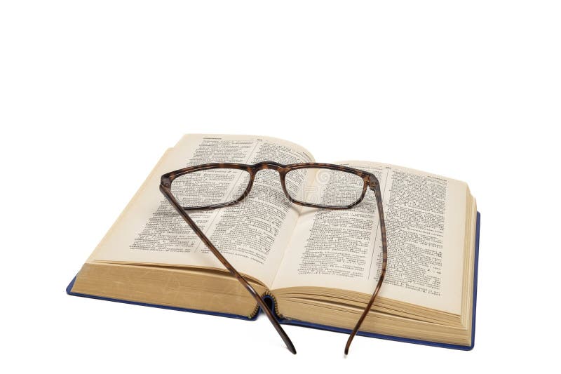 Open Dictionary with Glasses Stock Image - Image of bookstore, science ...