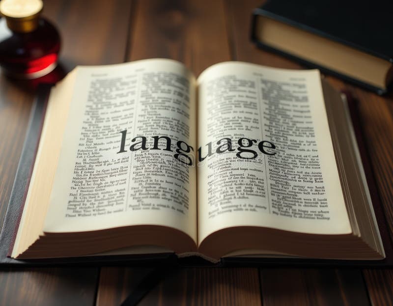 Open Dictionary with Highlighted Language Word Stock Illustration ...