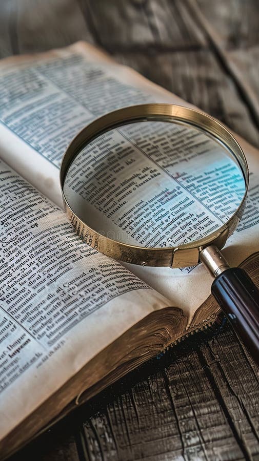 An Open Dictionary with a Magnifying Glass Hovering Over a Word ...