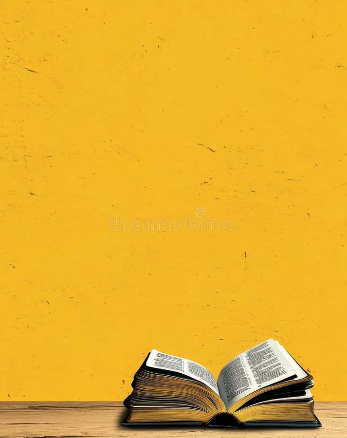 Open Dictionary with Yellow Background Stock Image - Image of education ...