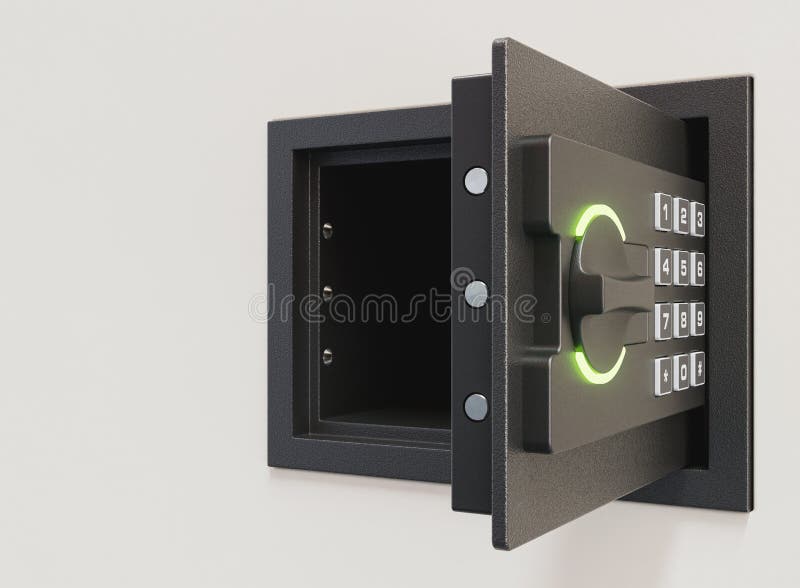 Open Digital Wall Safe stock illustration. Illustration of metal ...