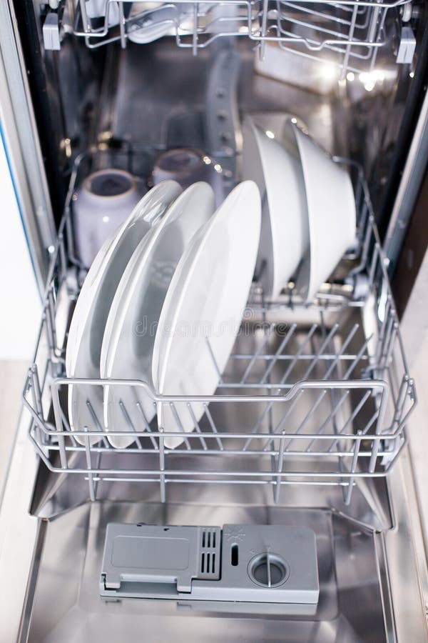 Open Dishwasher with Clean Dishes Stock Image - Image of home ...