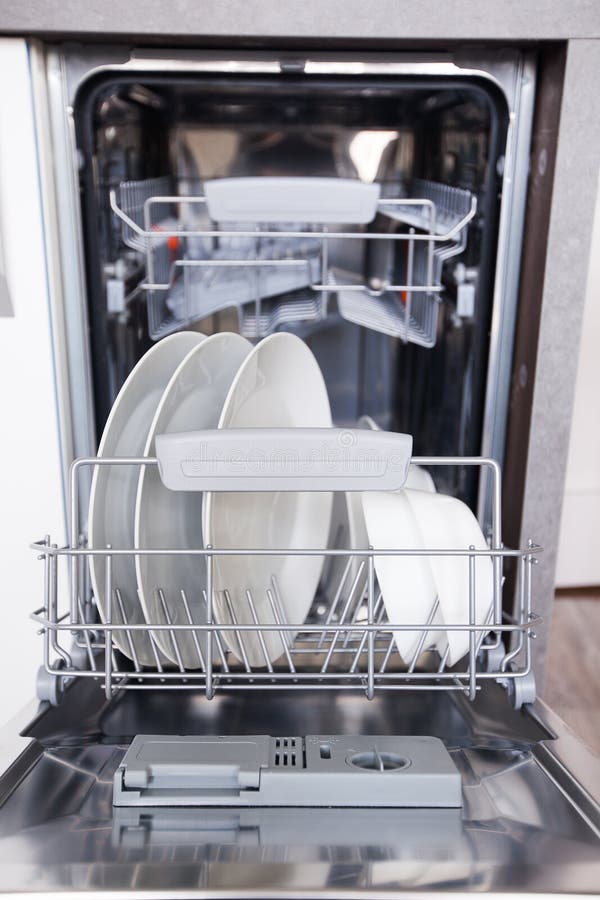 Open Dishwasher with Clean Dishes Stock Image - Image of dirty, cleaner ...
