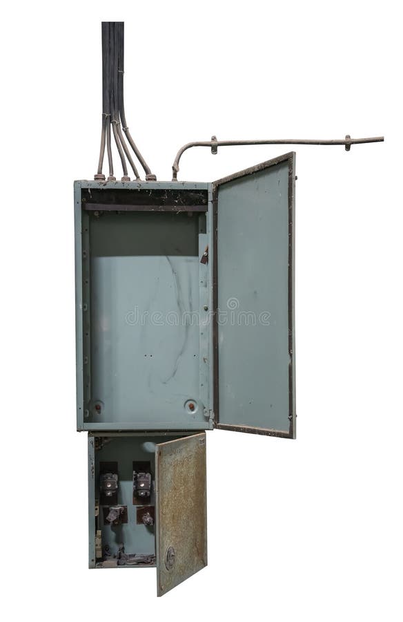 Open Distribution Panel Box Isolated on White Background Stock Photo ...