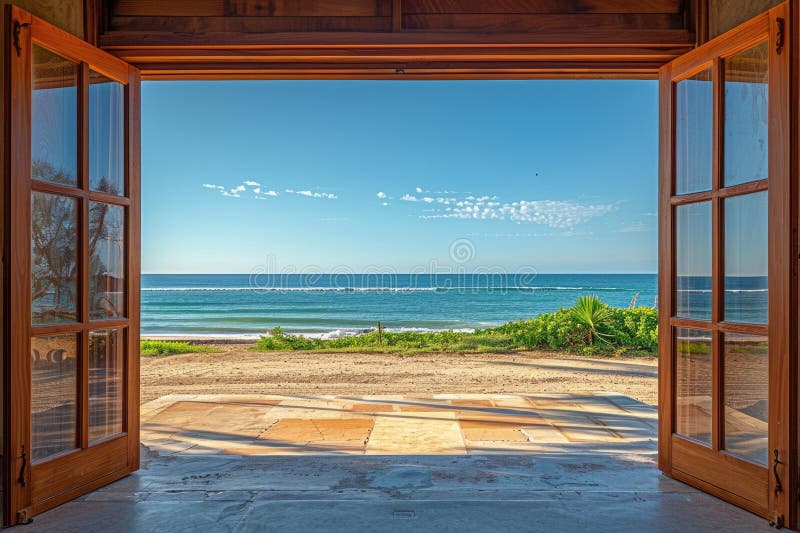 Open Door with Access To the Beach from Desert. Ai Generated Stock ...