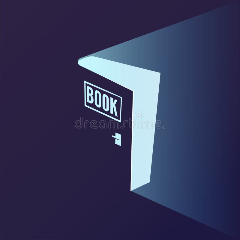 Open Door As Book with Bright Light. Knowledge and Imagination F Stock ...