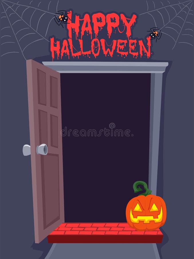 Open Door Background for Halloween Stock Vector - Illustration of copy ...