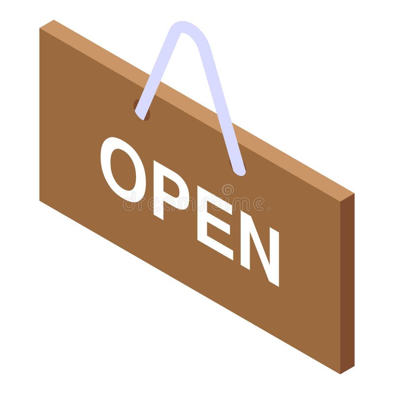 Open Door Board Icon Isometric Vector. Door Shop Mall Stock Vector ...