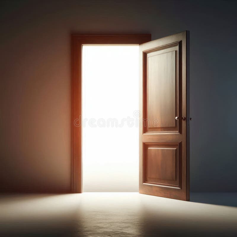 An Open Door with a Bright Light Behind it. Stock Image - Image of ...