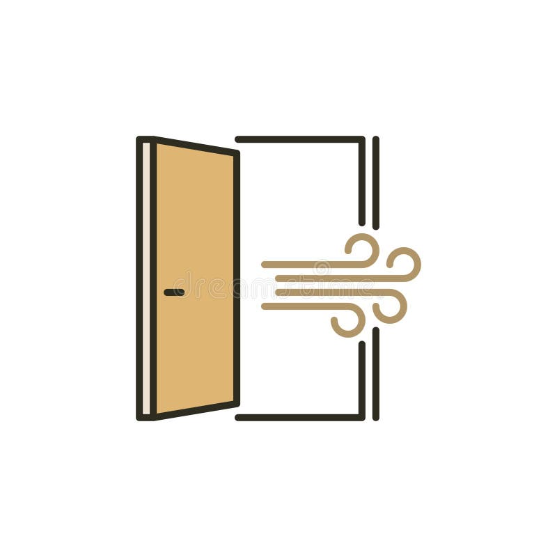 Open Door Colored Icon - Room Airing Vector Sign Stock Illustration ...