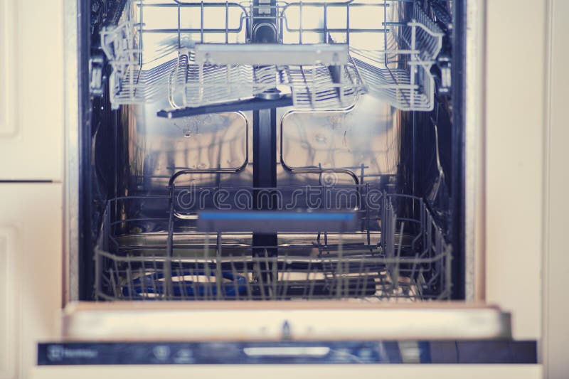 Open Door of an Empty Home Dishwasher Stock Photo - Image of home ...