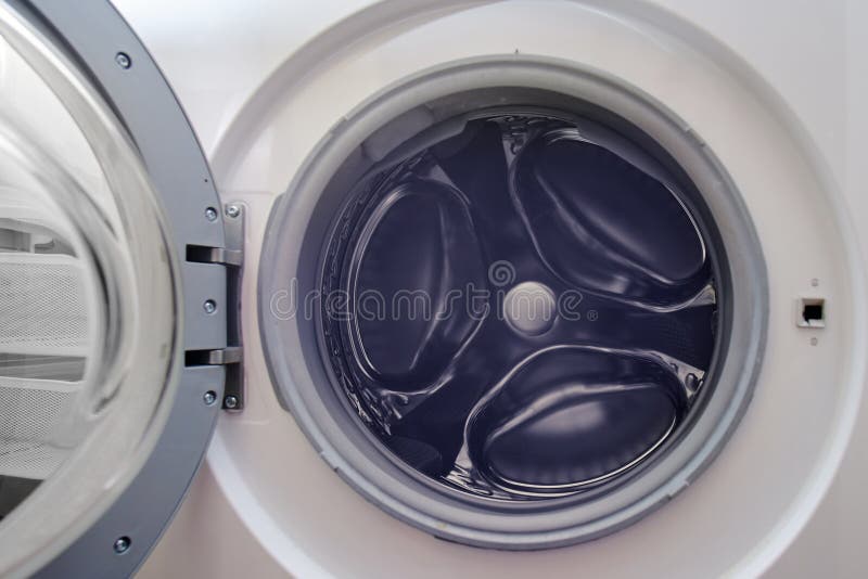 Open Door of an Empty Home Washing Machine Stock Photo - Image of ...