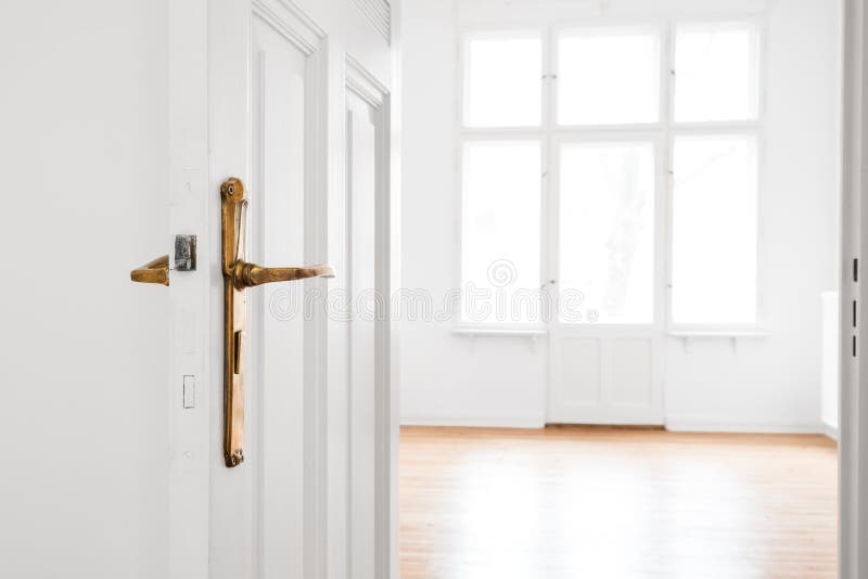 Open Door, Empty Room in Renovated Old Flat Stock Image - Image of door ...