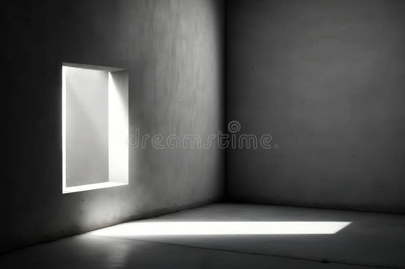 Open Door in Empty Room with Shadow on Concrete Wall. 3d Render Stock ...