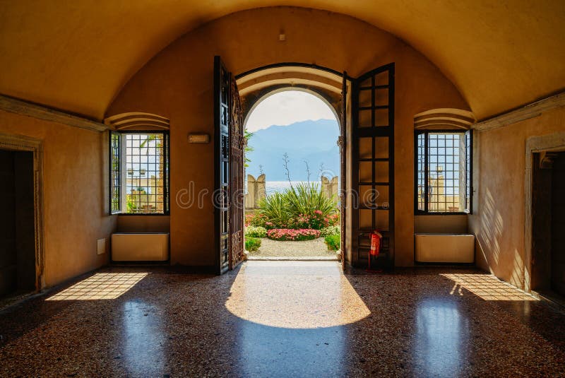 Open Door of an Entrance Door Leading To the Yard Stock Image - Image ...