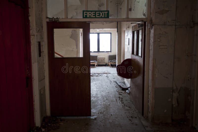 Open door - fire exit stock image. Image of cold, coridoor - 23822021