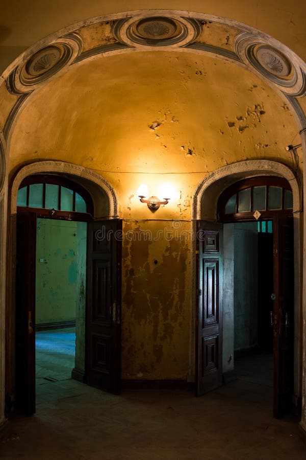 Open Door Inside Old Building with Arched Vaults in Art Nouveau Style ...