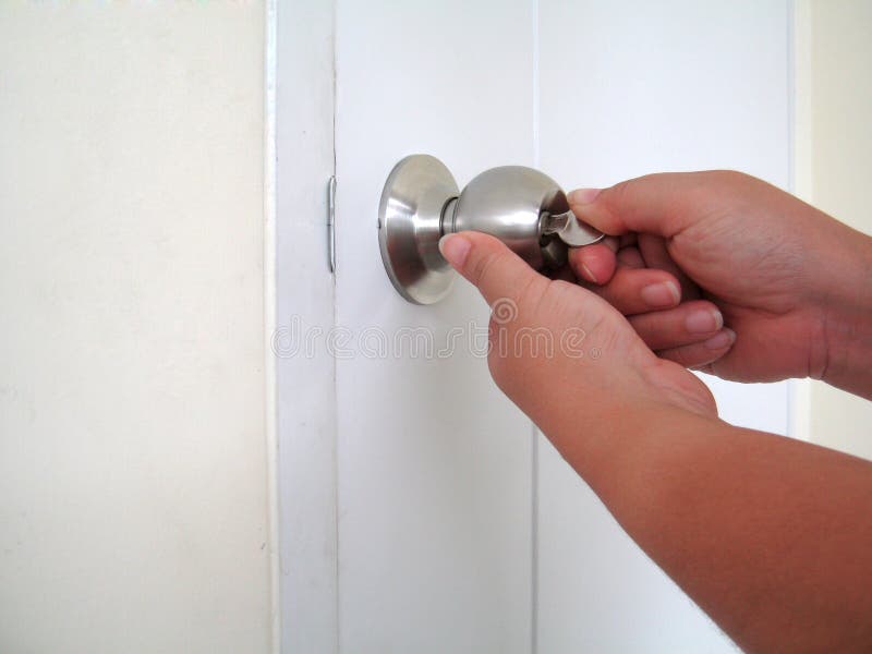 Key in Hand is Locking the Door Stock Image - Image of start, open ...