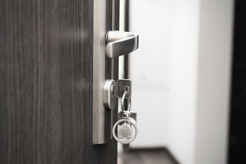 Open Door with Keys, Key in Keyhole Stock Image - Image of person, door ...
