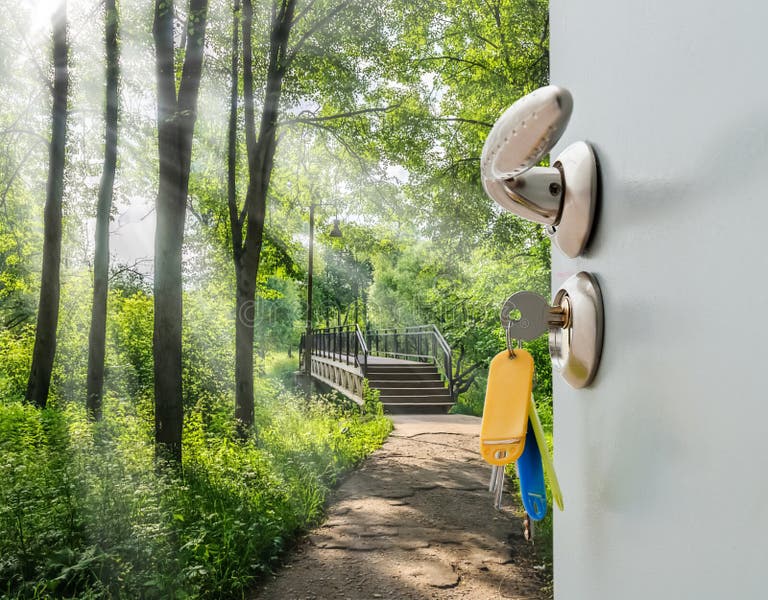 Open door ladder stock image. Image of footpath, landscapes - 49378349