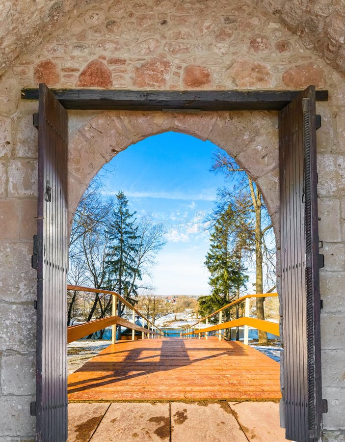 Open door ladder stock image. Image of nature, door, landscapes - 65821835