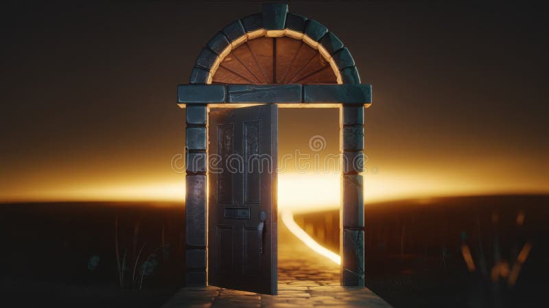 An Open Door Leads To a Bright Horizon, Symbolizing New Beginnings and ...