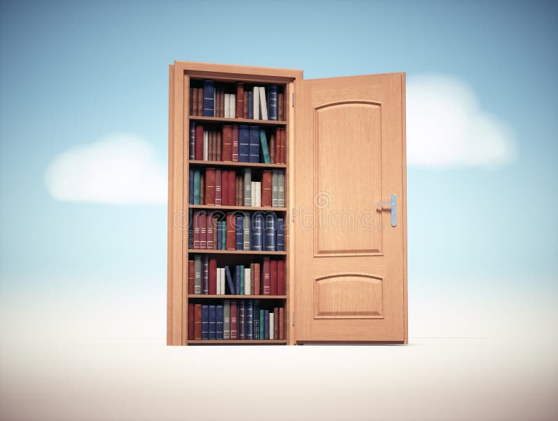 Open Door of a Library. Education and Learning Stock Illustration ...