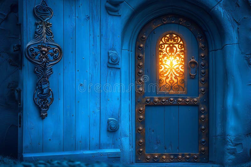 An Open Door with Light Shining through, with an Ornate Metal Handle on ...