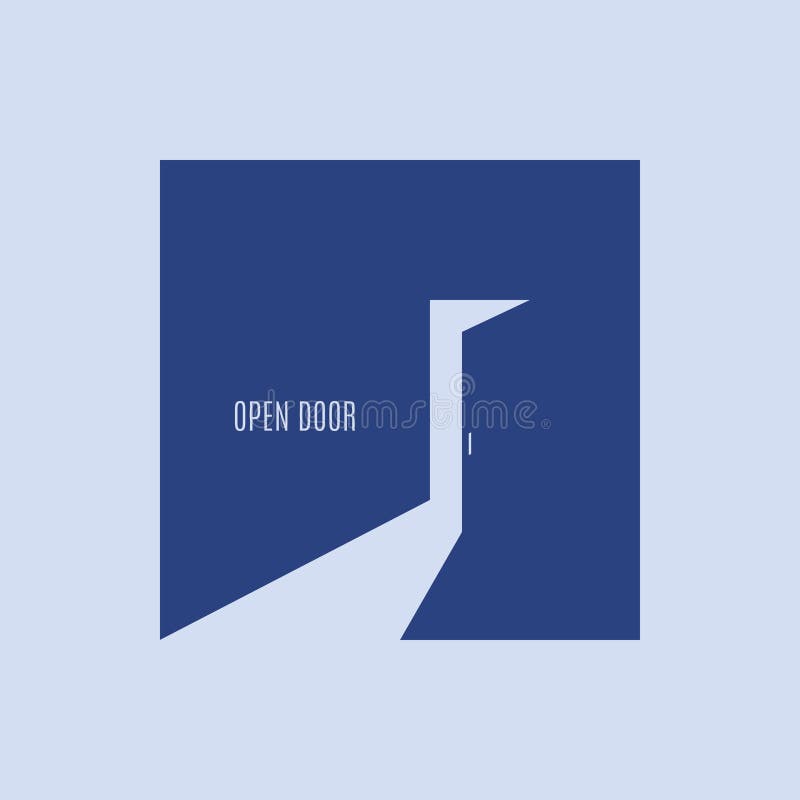 Open Door Logo on Door Blue Backgound Stock Vector - Illustration of ...
