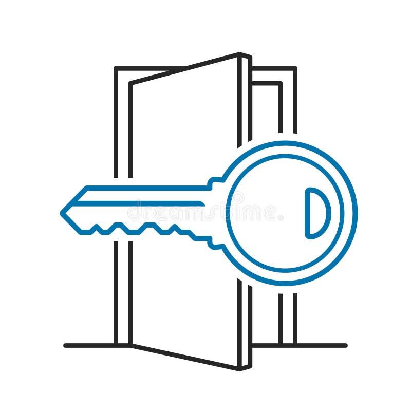 Open Door with Modern Key Security Vector Icon Stock Vector ...