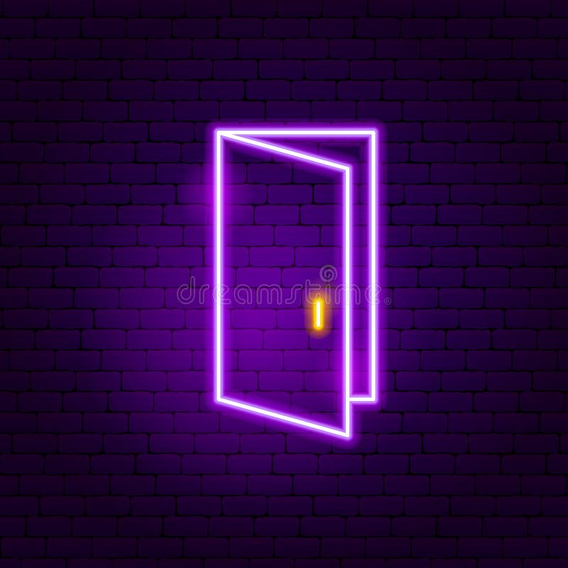 Open Door Neon Sign stock vector. Illustration of house - 166211035