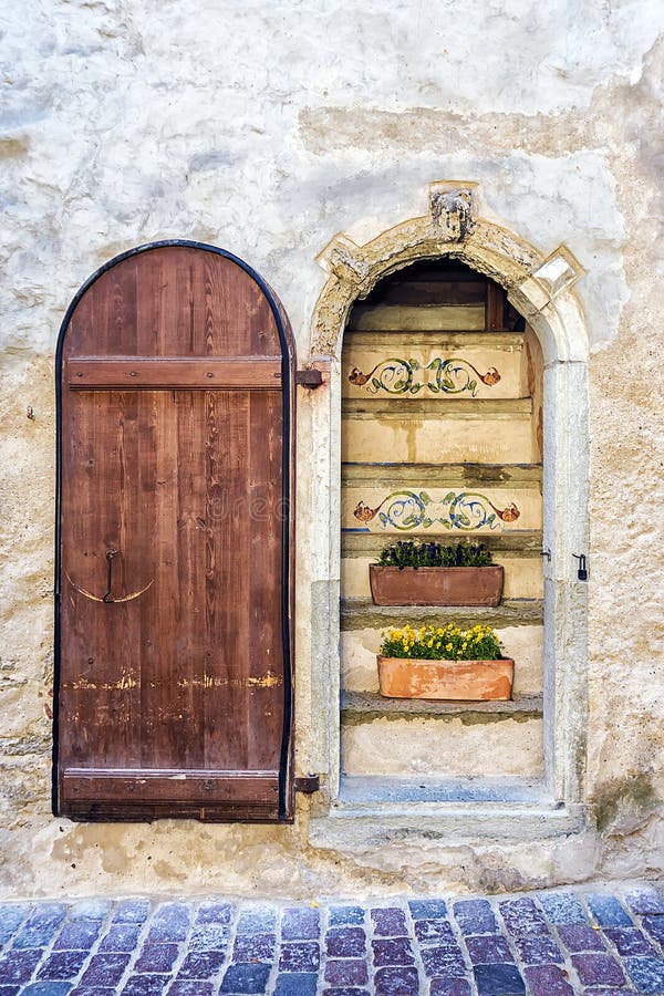Open the Door in an Old Stone House Stock Photo - Image of exterior ...