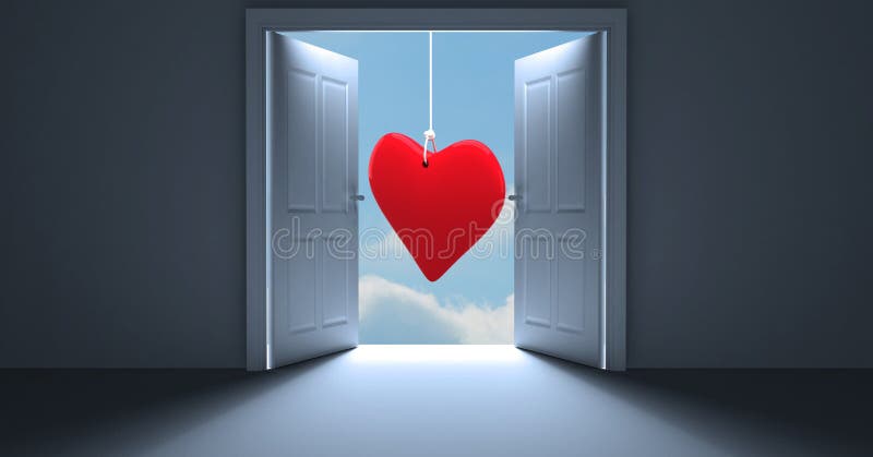 Open Door with Red Heart Shape Stock Image - Image of blank, boyfriend ...