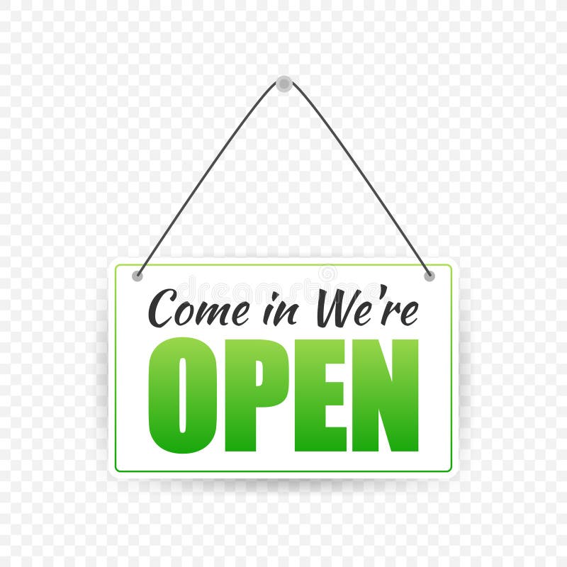 Open Door Sign. Door Sign. Label with Text in Flat Style. Stock Vector ...