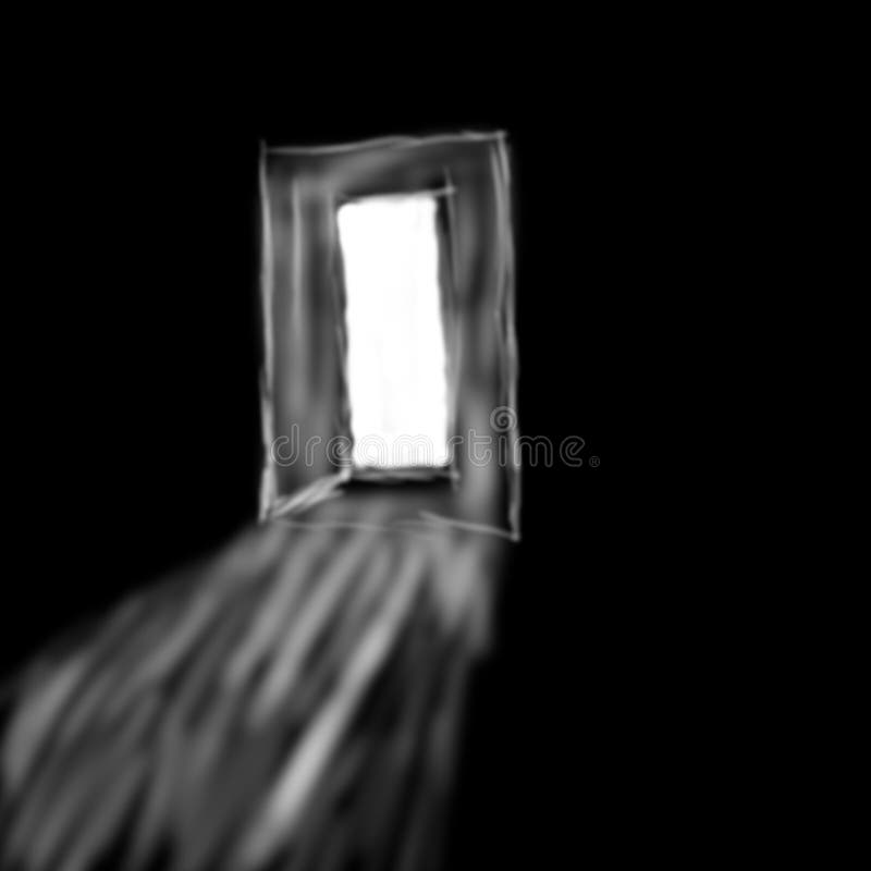 Open Door Sketch in Dark Room. Illustration Stock Illustration ...