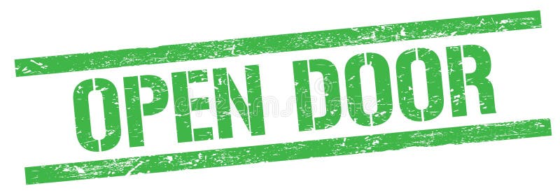 OPEN DOOR Text on Green Grungy Rectangle Stamp Stock Illustration ...