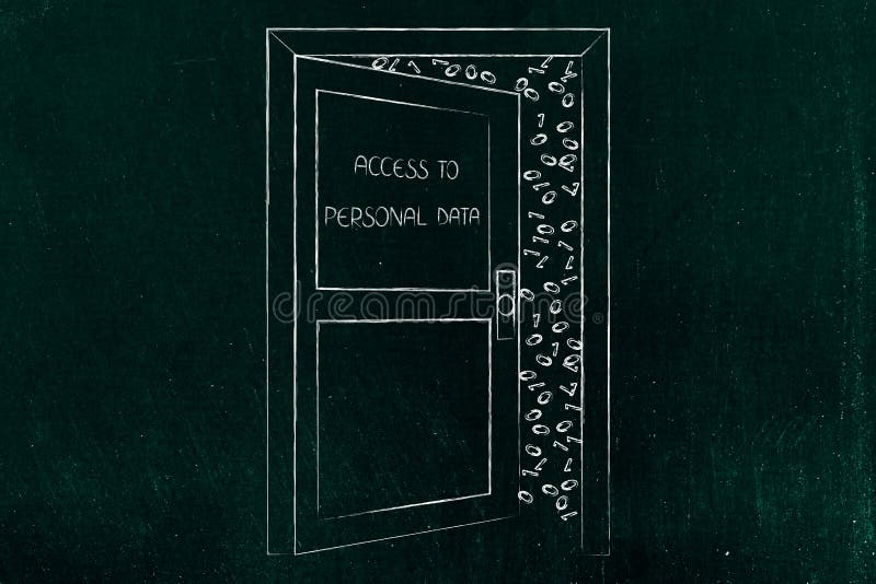 Open Door with Text Personal Information and Messy Data Binary Stock ...