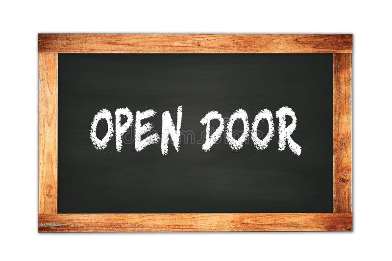 OPEN DOOR Text Written on Wooden Frame School Blackboard Stock ...